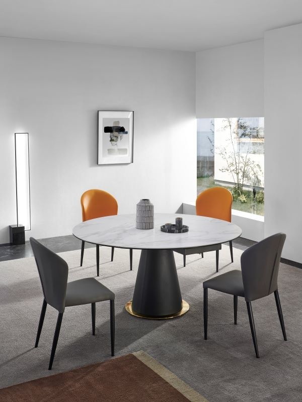 Italian Folding Table Dining Room Furniture Marble Round Table Metal ...