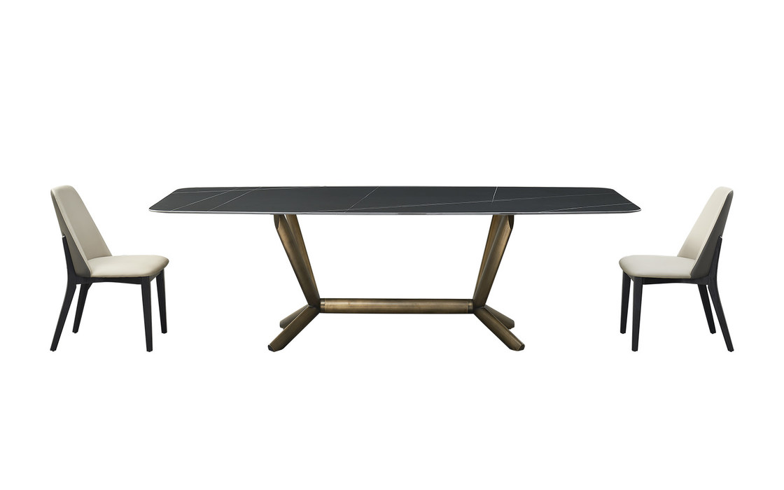 Stainless Steel Dining Table Base Rectangle Dining Room Furniture 8 Seater Marble Top Dining Tables