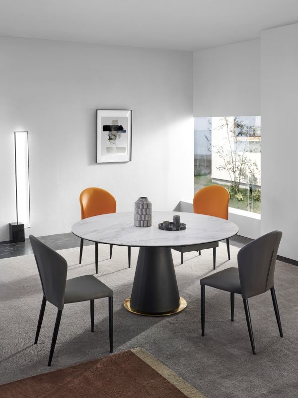 Italian Folding Table Dining Room Furniture Marble Round Table Metal ...